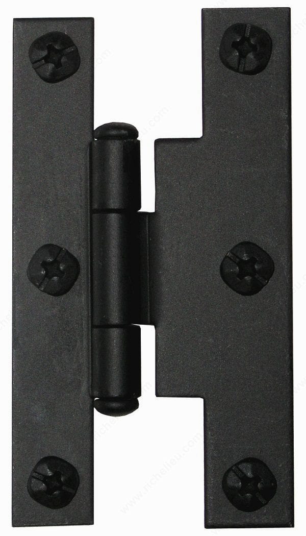 Offset Hinges - Offset Rustic Hinge in Forged Iron - Matte Black Finish - 2 Pack - HingeOutlet