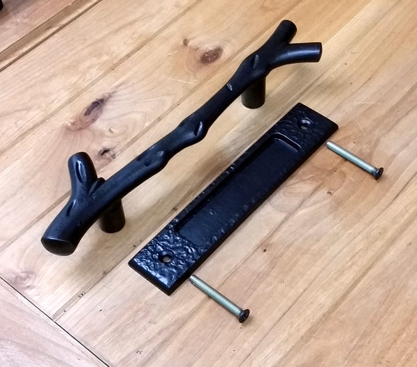 Large Tree Branch Barn Door Handle and Matching Textured Flush Pull ...