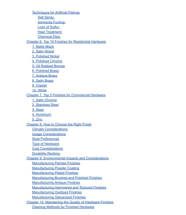 Ultimate Guide to Hardware Finishes - eBook - HingeOutlet