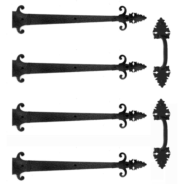 Small Warwick with Wings Garage Door Hardware Kit - 24 inch - Matte Bl ...