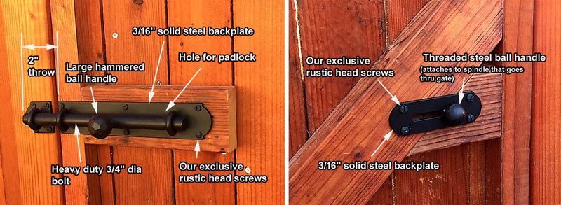 Heavy Duty Rustic Slide Bolt for Gates and Doors - Dual Side Operating ...