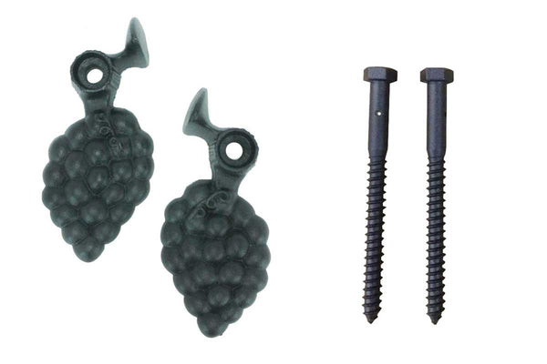 Shutter Dogs / Tiebacks - Grape with Lag - 6-1/4" Inch - Cast Iron - B ...