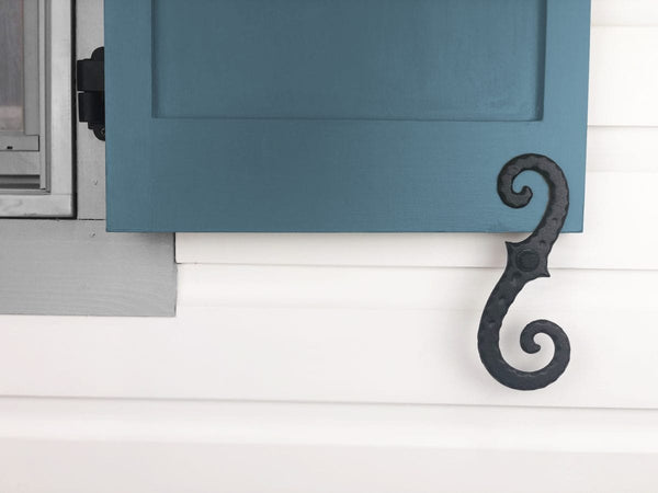 Shutter Dogs / Tiebacks - Scroll with Lag, Large - 8" Inch - Cast Iron ...