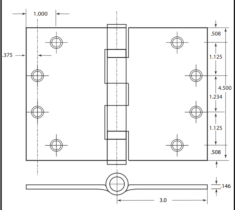 Wide Throw Hinges - Stainless Steel - 4.5" x 6" - Full Mortise ...